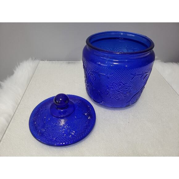 tiara ware | Kitchen | Cobalt Blue Sandwich Glass Biscuit Jar Tiara ...